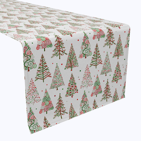 Red & Green Christmas Tree Designs Cotton Table Runners – Tablecloth.com
