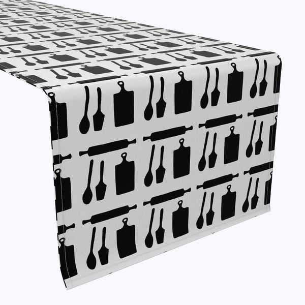 Kitchen Icons Black Table Runners – Tablecloth.com