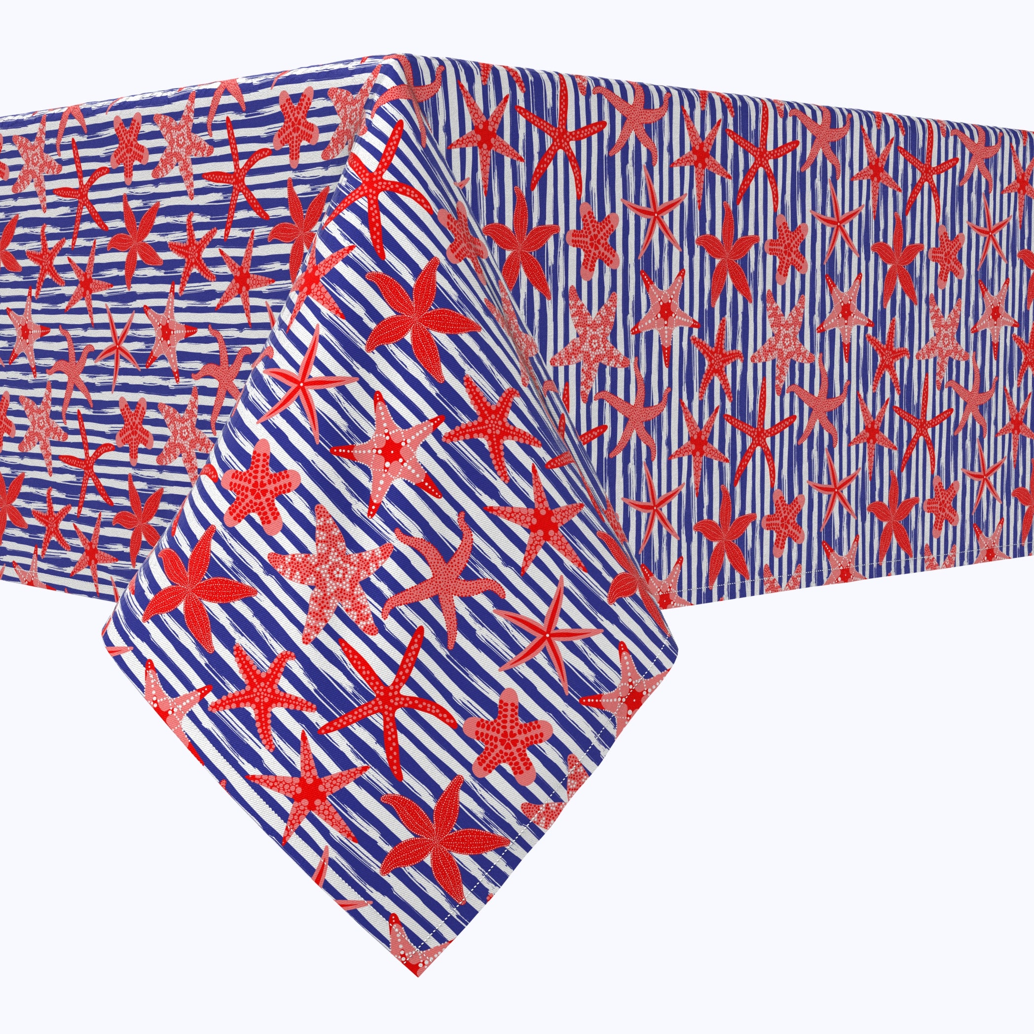 Nautical Starfish Stripe Cotton Rectangles – Tablecloth.com